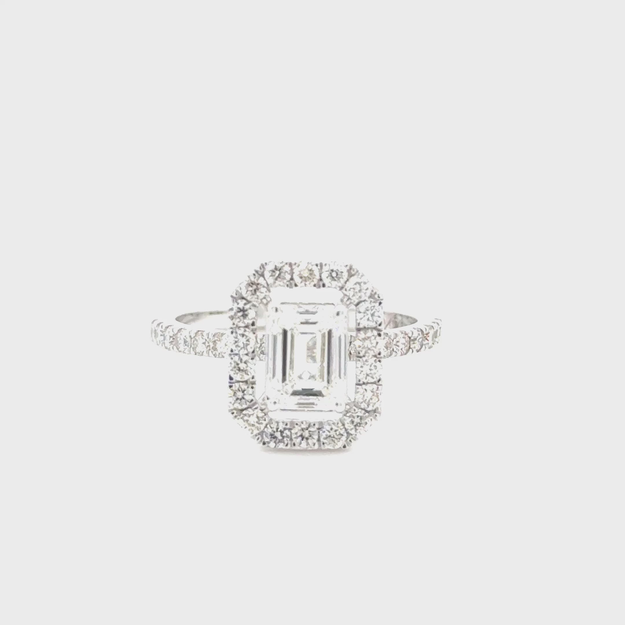 14K White Gold Emerald Cut 1.55ct Diamond Engagement Ring – ROE Jewelry KC